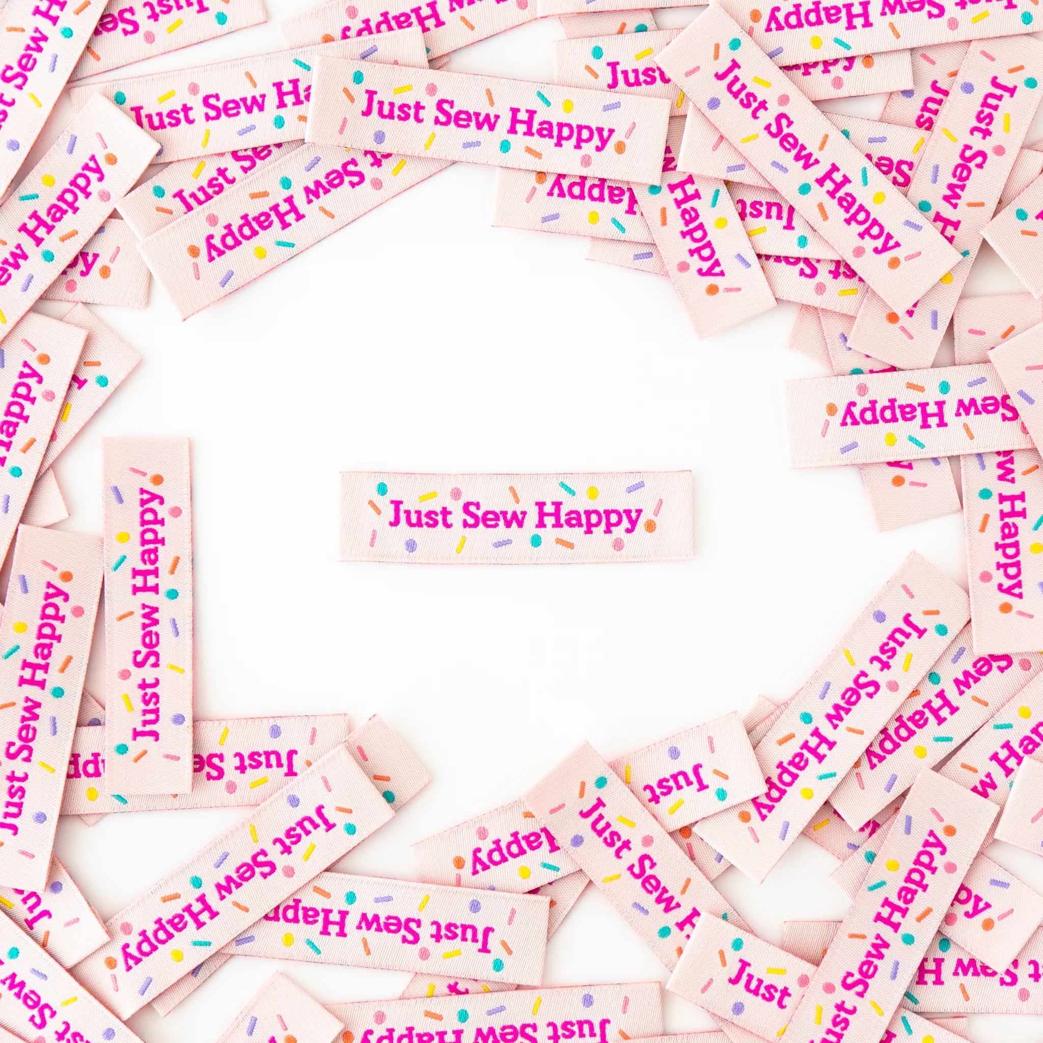 Just Sew Happy, Sarah Hearts 8 pc.| Woven Labels – Nova Quilts Fabric Shop